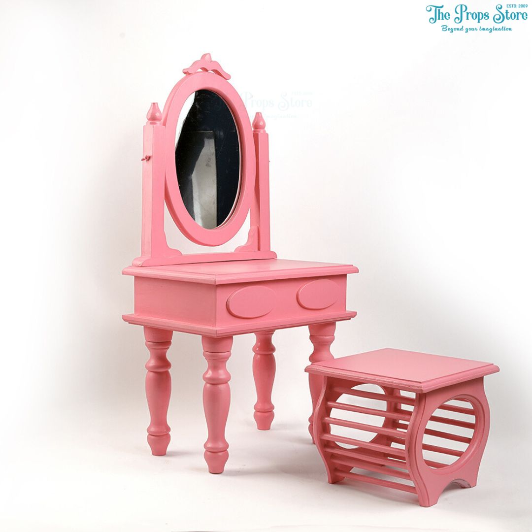 Dressing Table with Stool - Pink - The Props Store